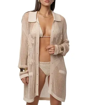 JLUXLABEL Solara Embroidered Button Up Top