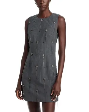 Kobi Halperin Embellished Pinstripe Mini Dress