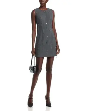 Kobi Halperin Embellished Pinstripe Mini Dress