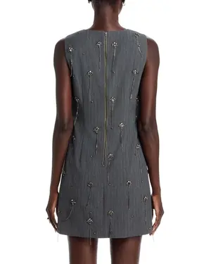 Kobi Halperin Embellished Pinstripe Mini Dress