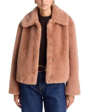 Kobi Halperin Tami Embellished Faux Fur Coat - Toffee