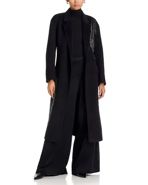 Kobi Halperin Embellished Wool Blend Coat - Black