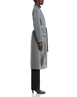 Kobi Halperin Sydni Wool Blend Embellished Fringe Coat