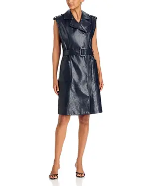 Kobi Halperin Alexis Sleeveless Faux Leather Dress - Navy