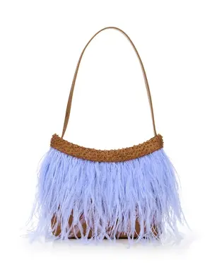 Staud Winslow Silk Ostrich Feather Trim Bag - Bronzecie
