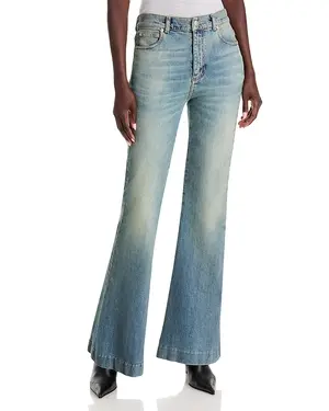 Alexander McQueen Cotton Stretch Flare Jeans - Bluette