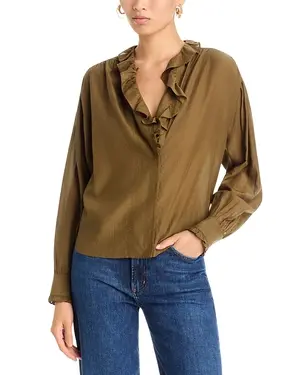 Johnny Was Yalenna Ruffled Trim Blouse - Beech