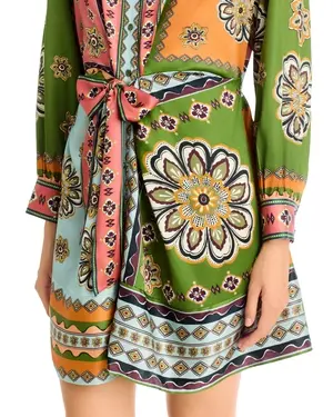 Johnny Was Maxima Tie Waist Mini Shirtdress