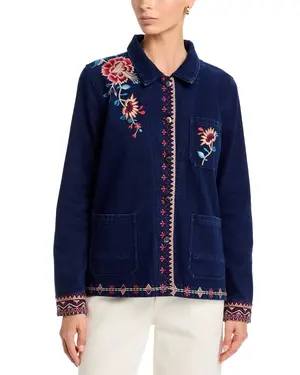 Johnny Was Nadia Collared Cotton Worker Jacket