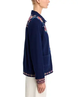 Johnny Was Nadia Collared Cotton Worker Jacket
