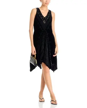 Johnny Was Velvet Embroidered Swing Dress