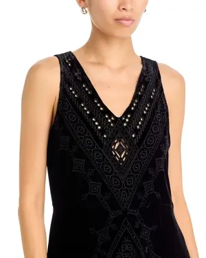 Johnny Was Velvet Embroidered Swing Dress