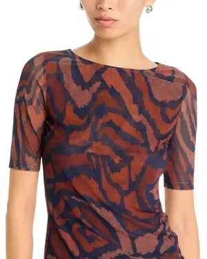 Johnny Was Elbow Sleeve Boat Neck Top