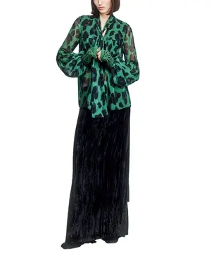 Anna Sui Jewel Jaguar Chiffon Tie Blouse