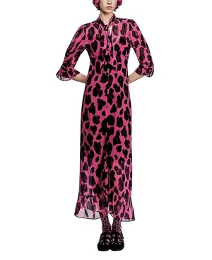 Anna Sui Jewel Jaguar Chiffon Maxi Dress