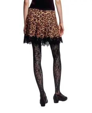 Anna Sui Leopard Denim Kilt