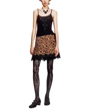 Anna Sui Leopard Denim Kilt