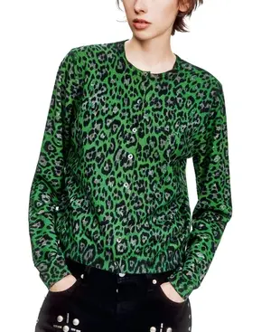 Anna Sui Jaguar Print Knit Cardigan