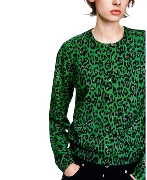 Anna Sui Jaguar Print Knit Cardigan