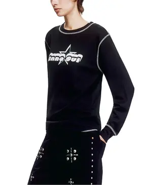 Anna Sui Logo Tees Thermal T-shirt - Black