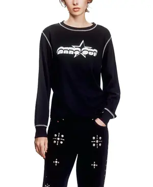 Anna Sui Logo Tees Thermal T-shirt - Black