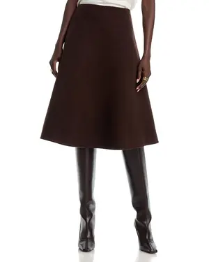 Hugo Boss Vukina Wool And Lyocell A Line Skirt - Mole