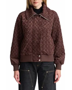 Avec Les Filles Faux Suede Down Bomber Jacket