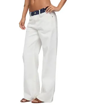 EDIKTED Polka Dot Waistband Low Rise Baggy Jeans