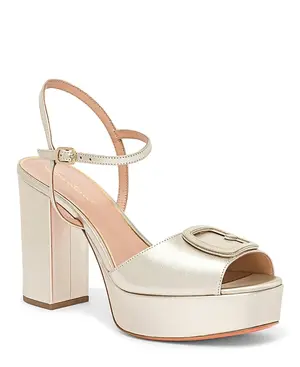Santoni Laminated Leather High-heel Sandal - Gold