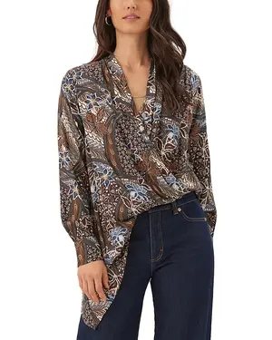 Karen Kane Layered Hem Faux Wrap Top - Print