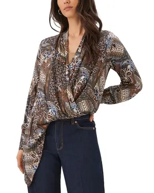 Karen Kane Layered Hem Faux Wrap Top