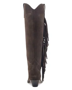 MARC FISHER LTD. Anirey Suede Fringe Boots - Dark Brown