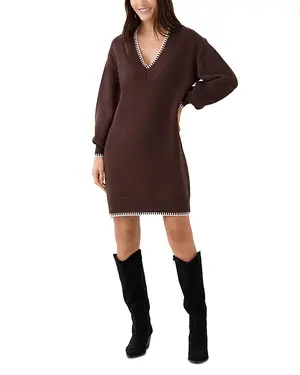 Karen Kane Varsity V Neck Sweater Dress