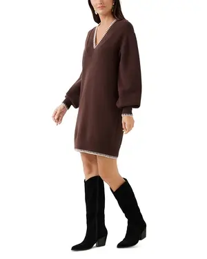 Karen Kane Varsity V Neck Sweater Dress