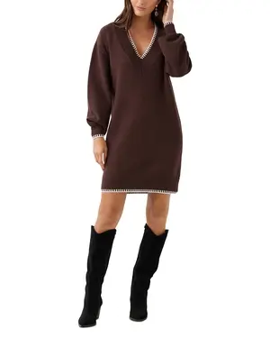 Karen Kane Varsity V Neck Sweater Dress