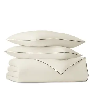BOLL & BRANCH Piped Edge Duvet Cover Set, Full/queen - Cream/deep Walnut