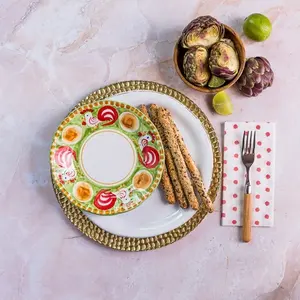 VIETRI Pelli Glass Ivory Charger Plate