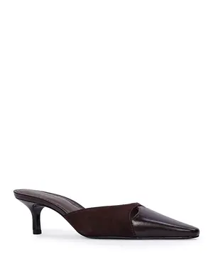 BLACK SUEDE STUDIO Snip Toe Leather Mules - Hot Fudge
