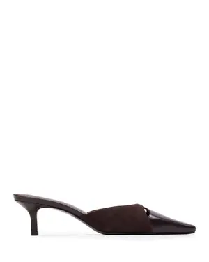 BLACK SUEDE STUDIO Snip Toe Leather Mules - Hot Fudge