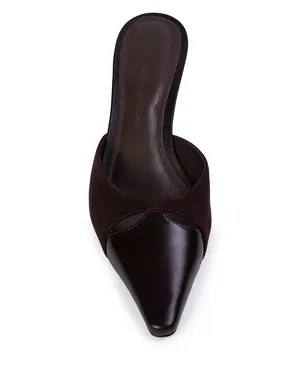 BLACK SUEDE STUDIO Snip Toe Leather Mules - Hot Fudge