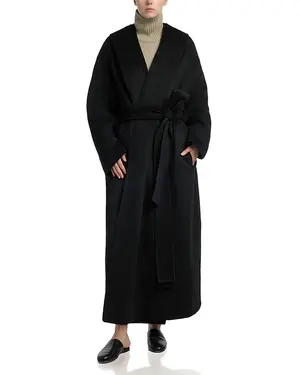 TOTEME Wool Hooded Belted Long Coat