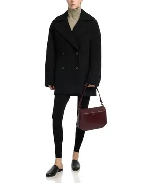 TOTEME Wool Blend Rounded Double Breasted Peacoat