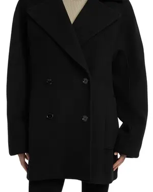 TOTEME Wool Blend Rounded Double Breasted Peacoat