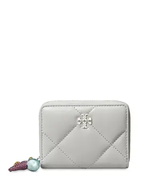 Tory Burch Kira Small Diamond Quilted Leather Zip Around Wallet