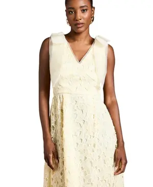 Coast Shoulder Organza Lace Midi Dress