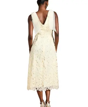 Coast Shoulder Organza Lace Midi Dress