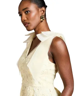 Coast Shoulder Organza Lace Midi Dress