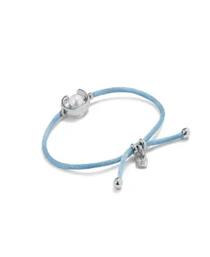 UNODE50 Blue Thread Bracelet With Pearl Shell Trimmings Plated In Sterling