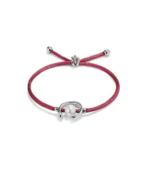 UNODE50 Mauve Thread Bracelet With Pearl Shell Trimmings Plated In Sterling - Silver