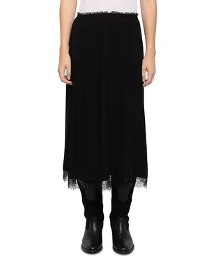 Zadig&Voltaire Jarvis Lace Trim Midi Skirt